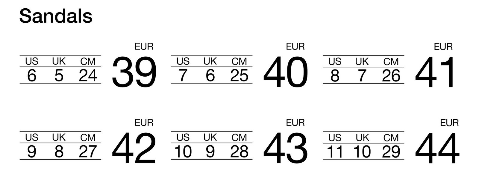 Sizing Chart - Zabre Project